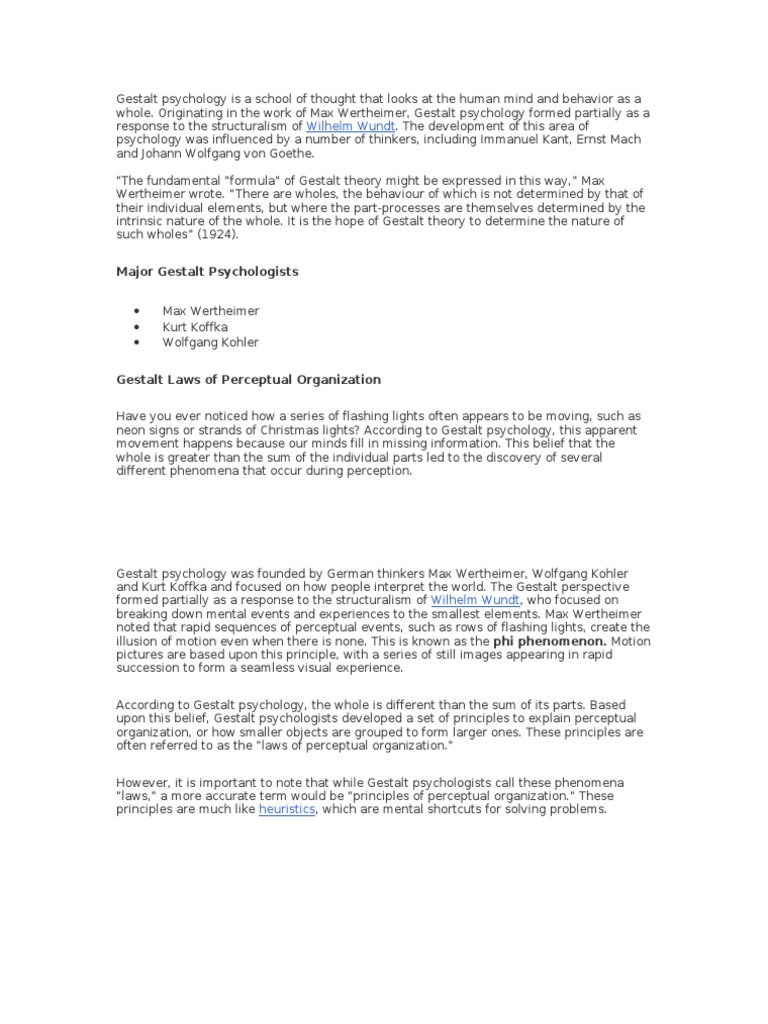 Gestalt Psychology | PDF