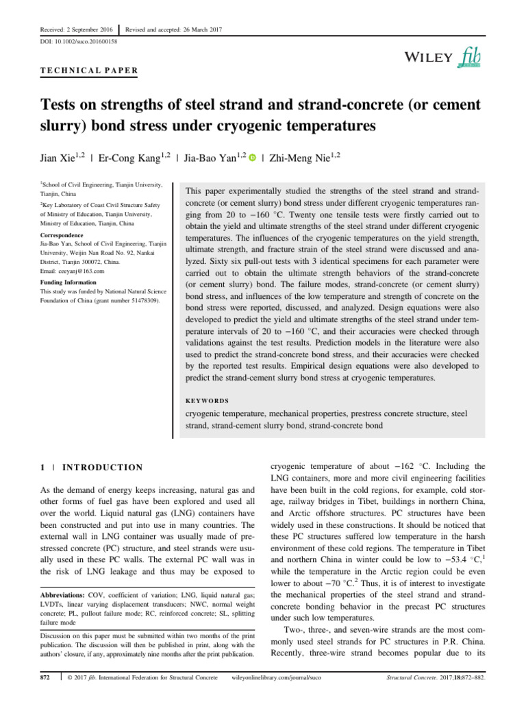 Tests On Strength of Steel Strand and Strand-Concrete Bond Under ...