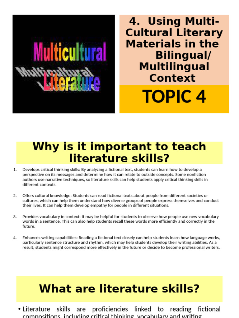PAKK1182 TOPIC 4 Using Multi Cultural Literary Materials in The | PDF