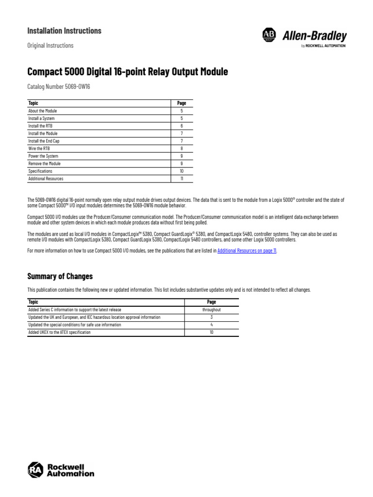 Compact 5000 Digital 16-Point Relay Output Module: Installation ...