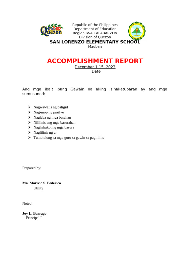 Accomplishment-Form Sample | PDF