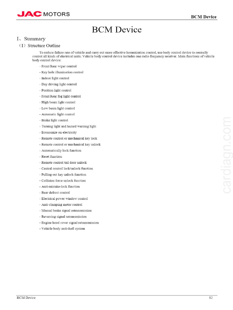 JAC S2 2015-19 - BCM Device - PDF Download | PDF