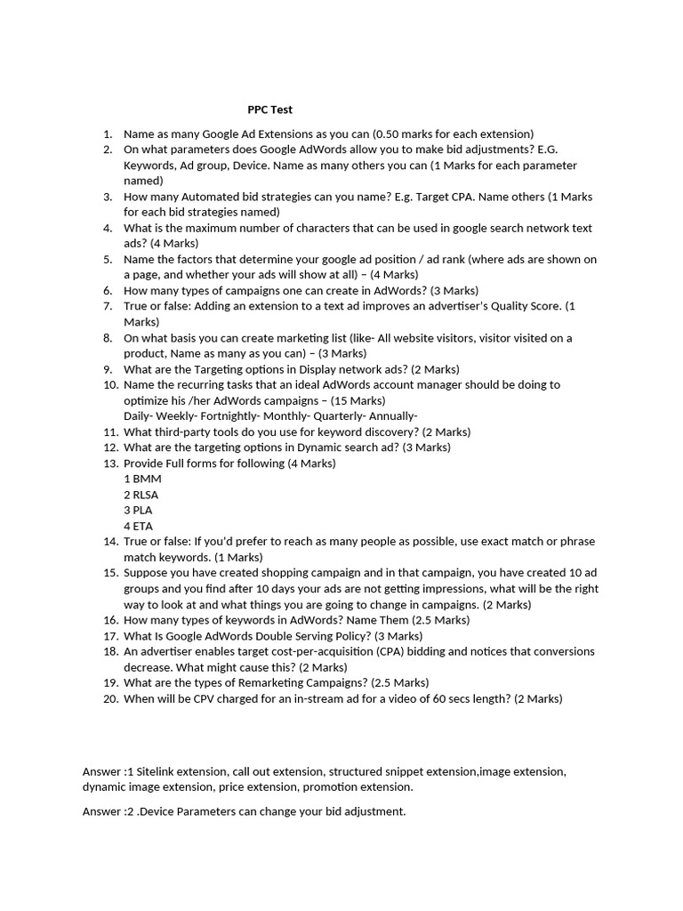 Google AdWords PPC Test Guide | PDF | Digital Marketing | Marketing