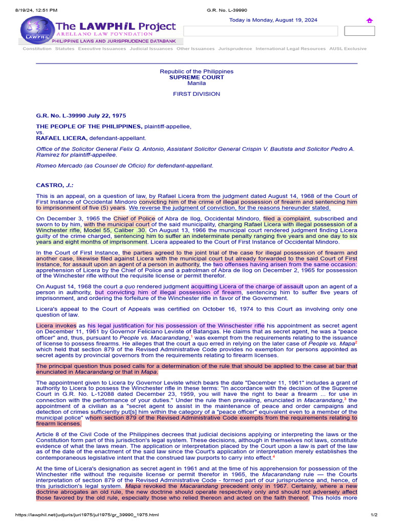 People Vs Licera G.R. No. L-39990 | PDF