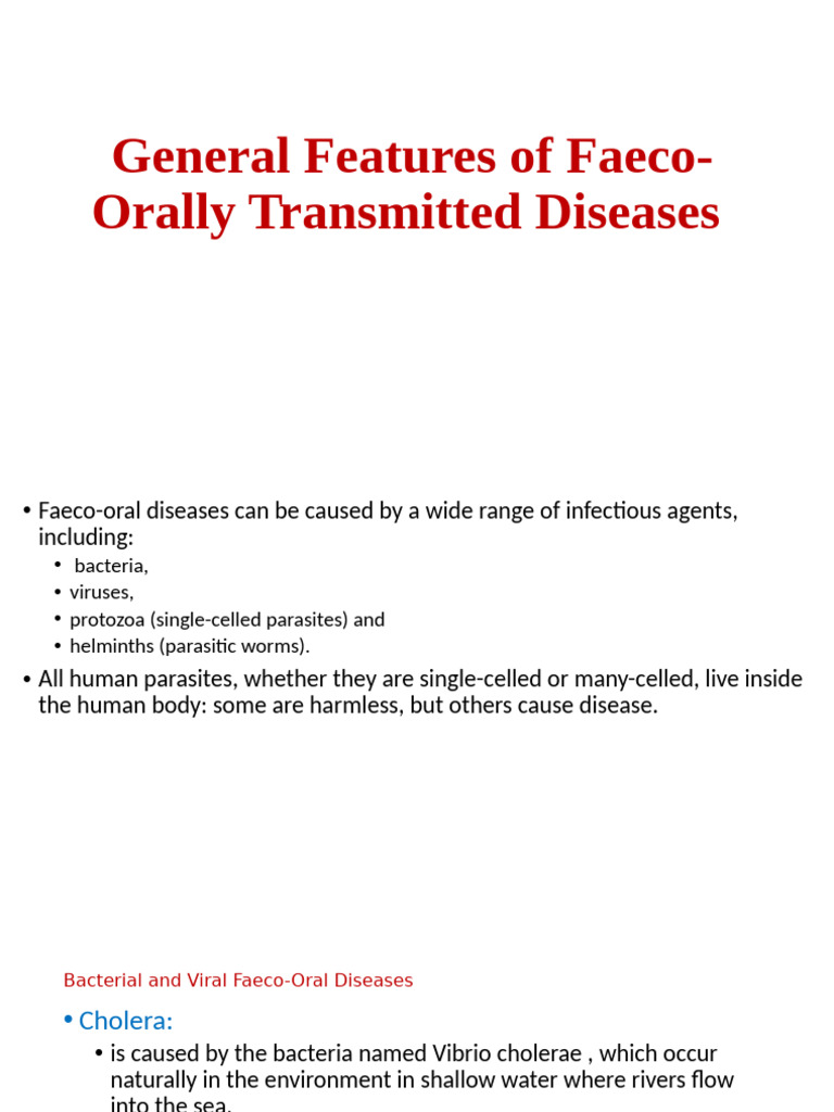 General Features of Faeco-Orally Transmitted Diseases | PDF