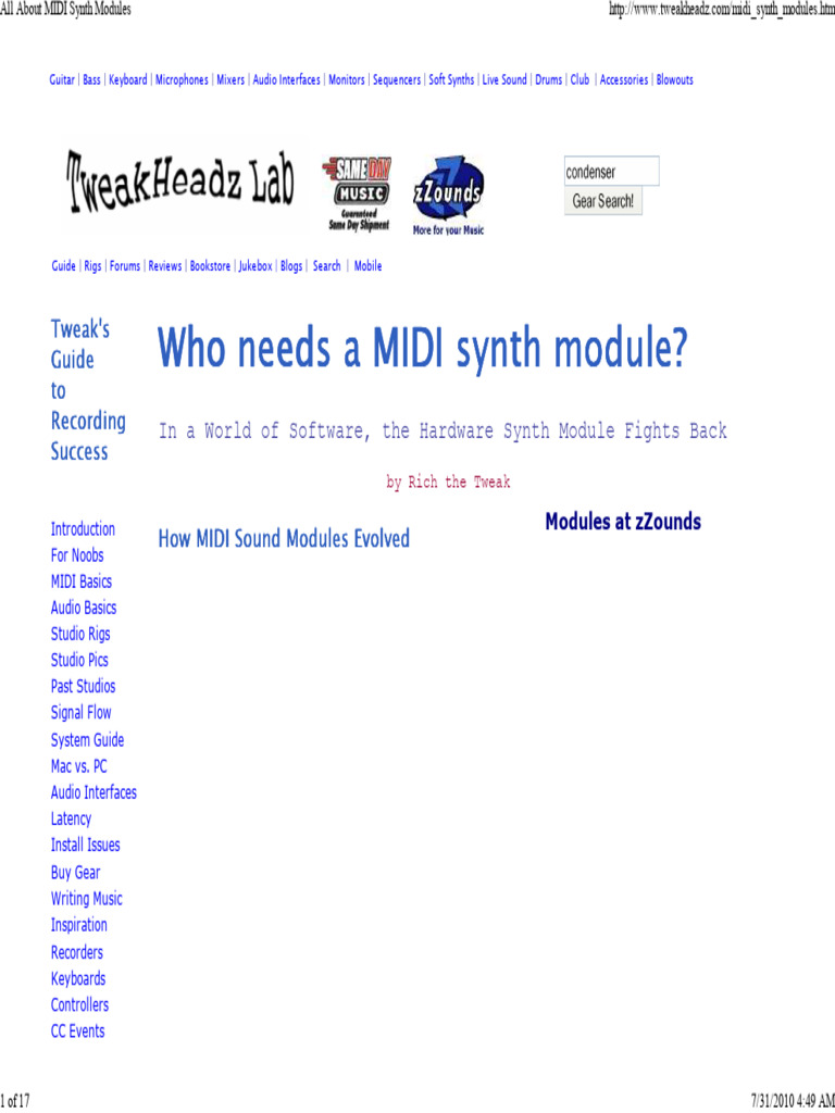 All About MIDI Synth Modules | PDF