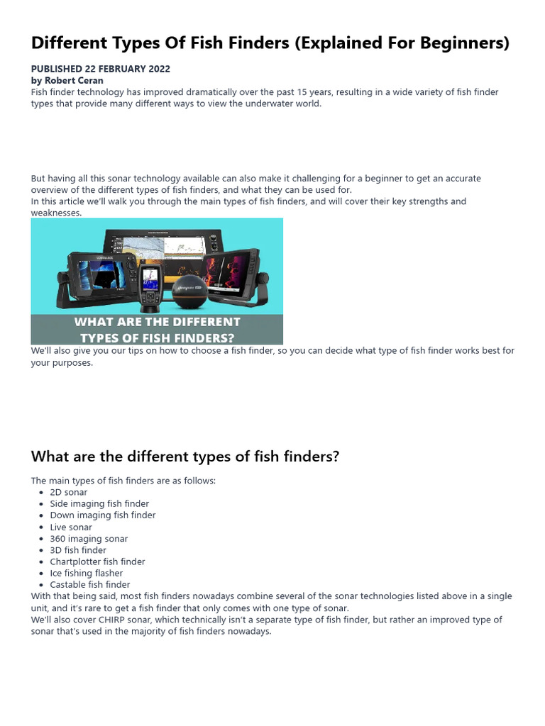 7 Types of Fish Finders (And How To Choose The Right One) | PDF