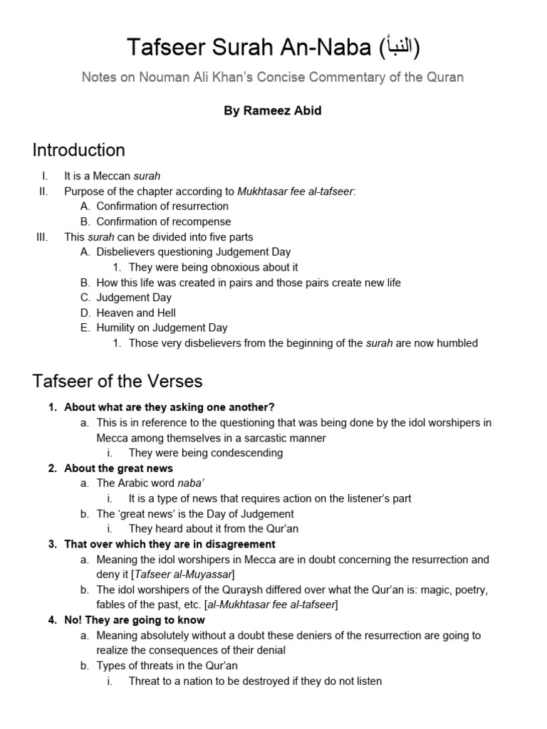 Tafseer-Surah-An-Naba | PDF