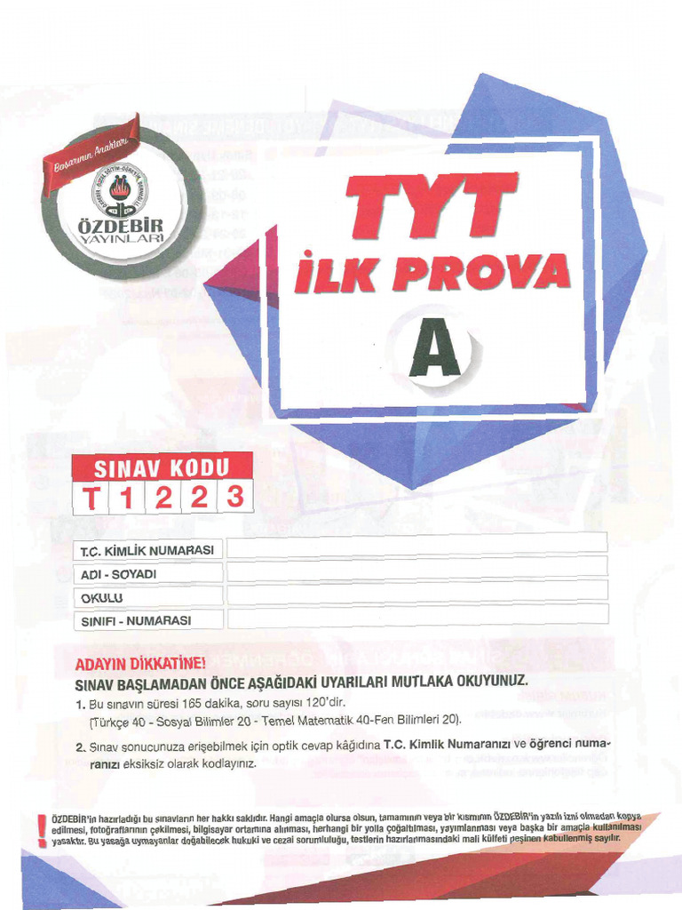 Ozdebir Ilk Prova Tyt | PDF