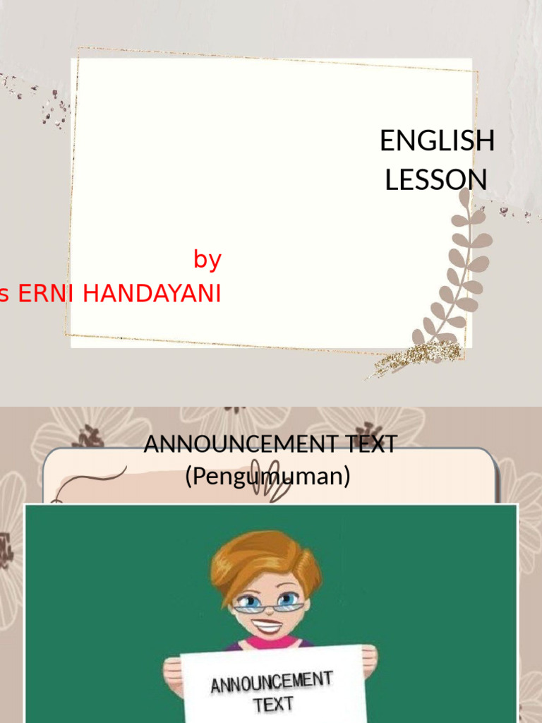 ENGLISH Announcement Lesson 2022 | PDF