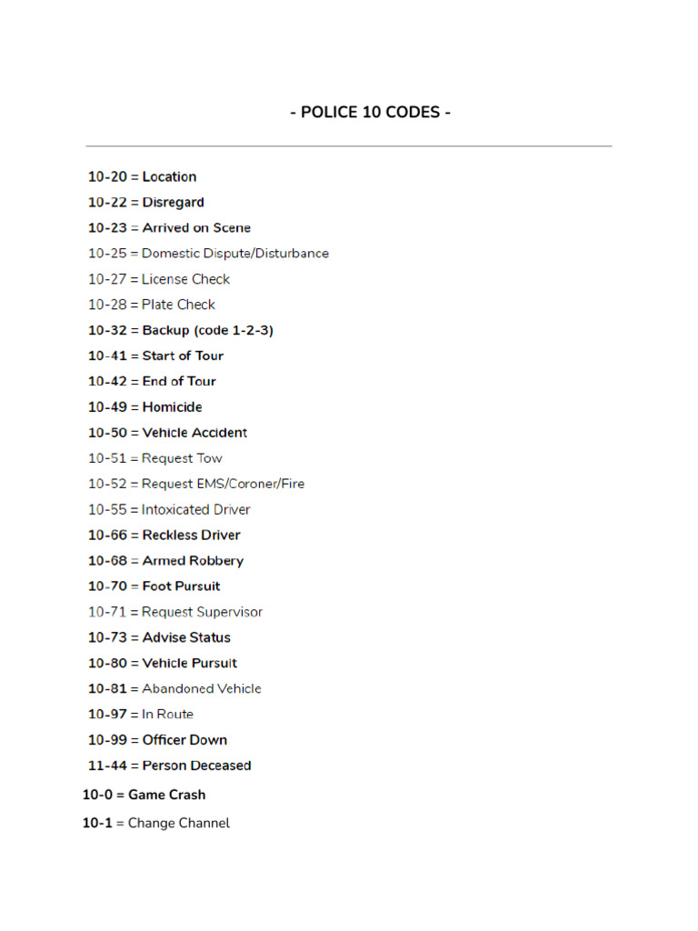 Calsky RP 10 Codes | PDF