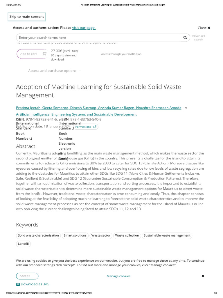 Adoption of Machine Learning For Sustainable Solid Waste Management ...