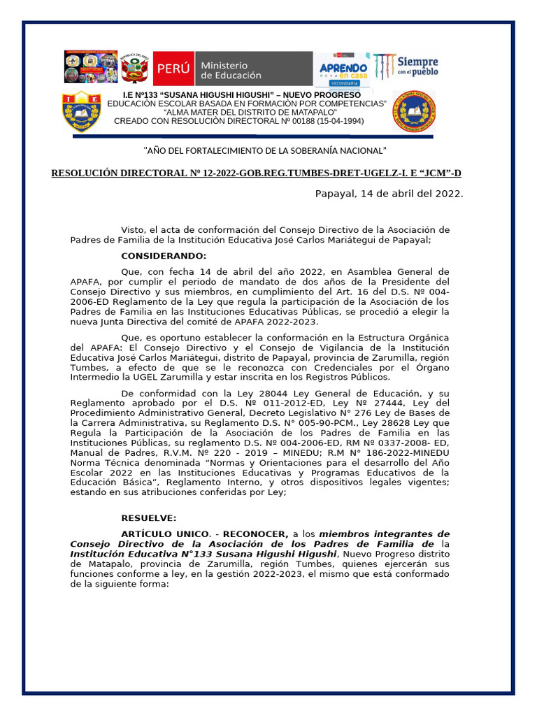 Resolución de Apafa 2022 | PDF