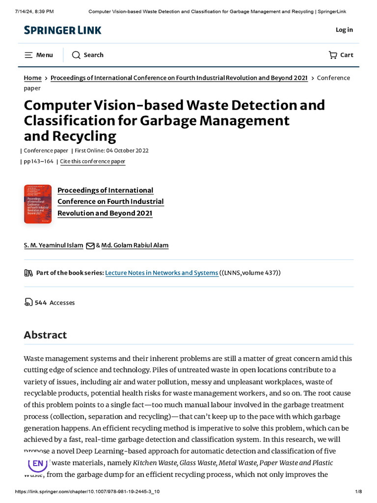 Computer Vision-Based Waste Detection and Classification For Garbage Management and Recycling ...