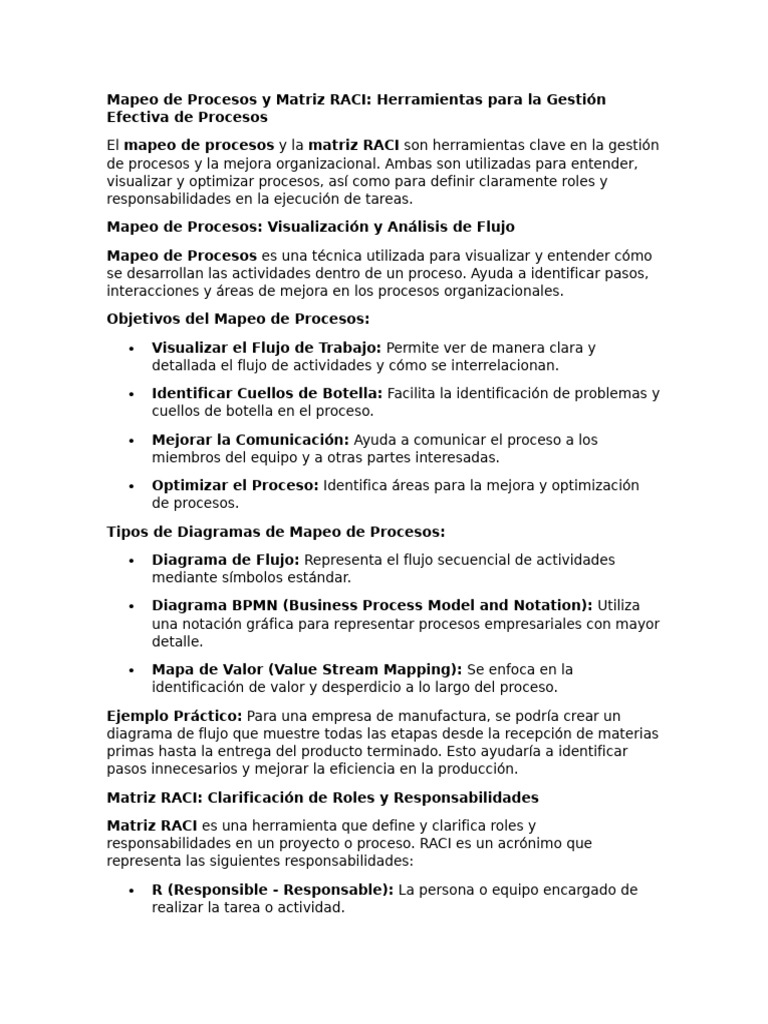 Mapeo de Procesos y Matriz RACI | PDF