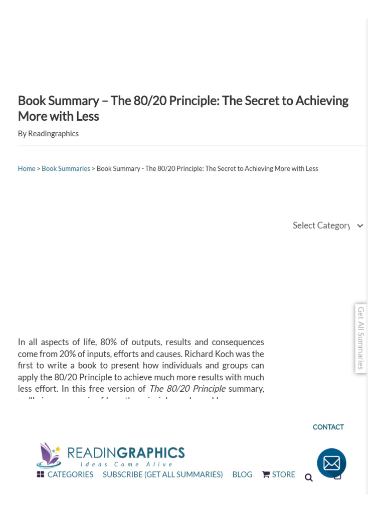Book Summary - The 80 - 20 Principle | PDF
