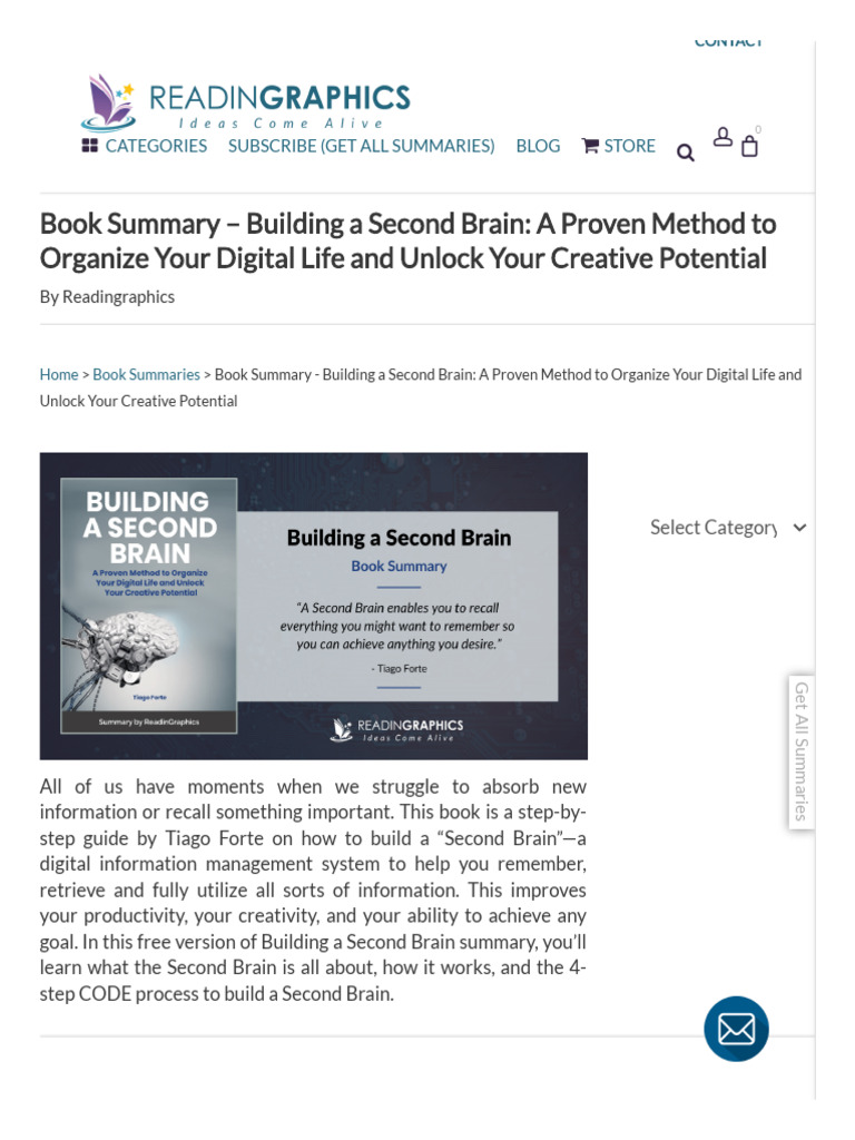 Book Summary - Building a Second Brain (Tiago Forte) | PDF