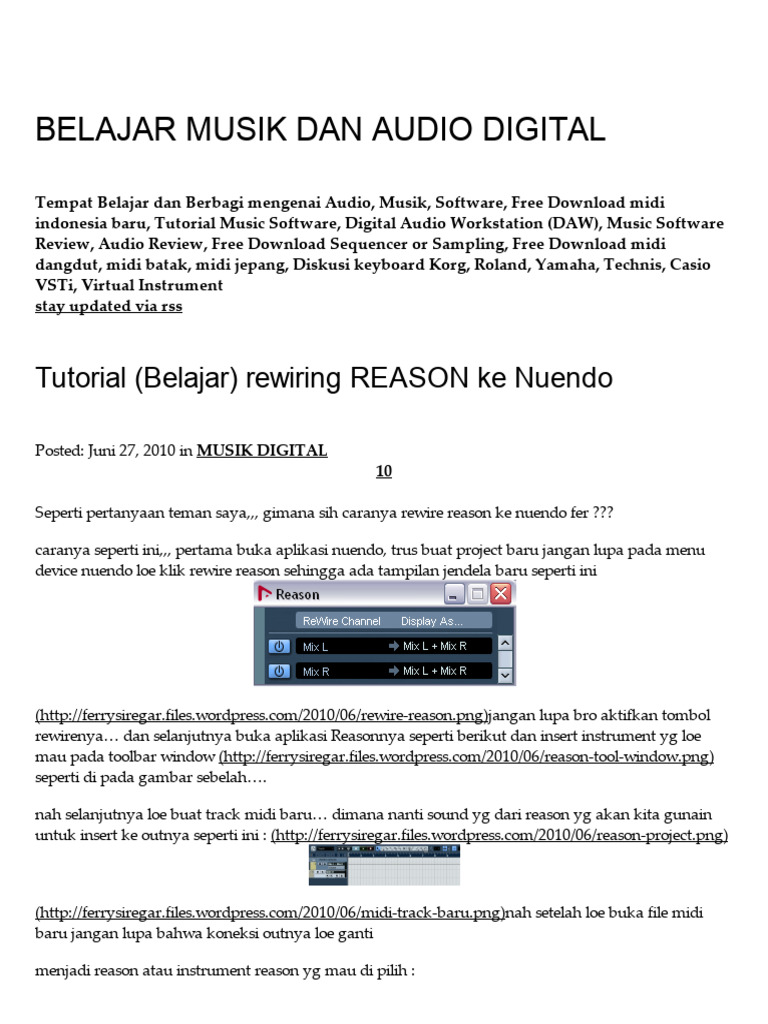 Tutorial (Belajar) Rewiring REASON Ke Nuendo - BELAJAR MUSIK DAN AUDIO DIGITAL | PDF
