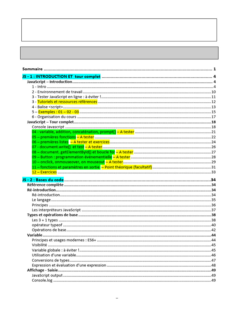 Javascript 01 Les - Bases | PDF