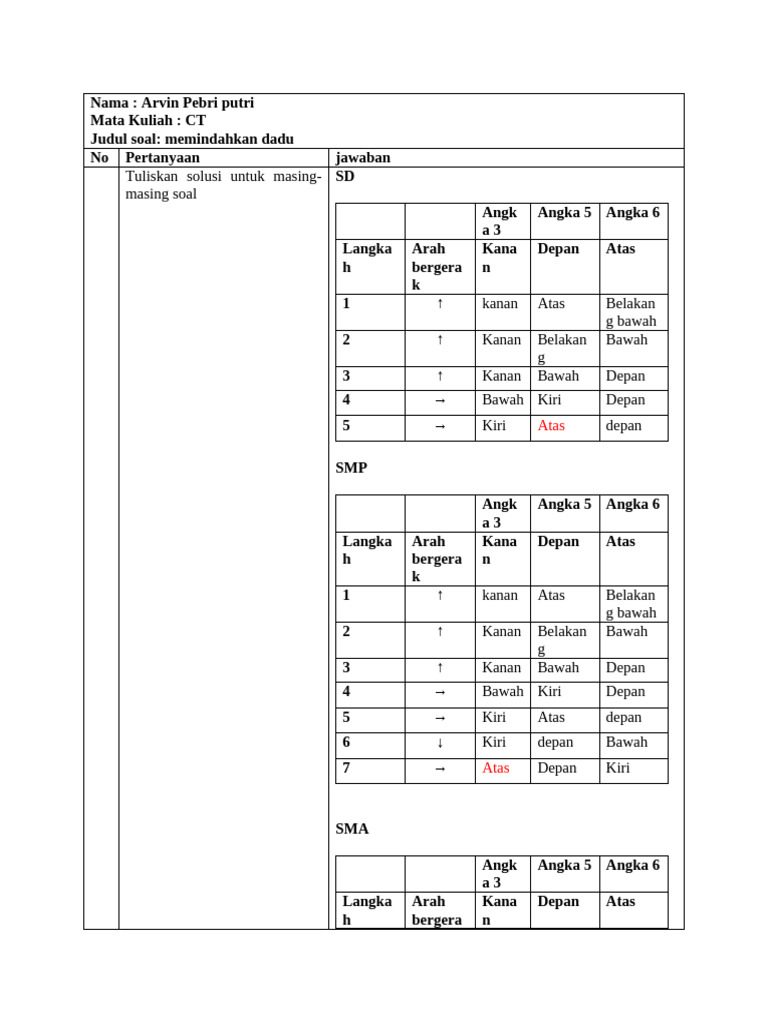 Arvin Pebri Putri CT Topik 2 (Dadu) | PDF