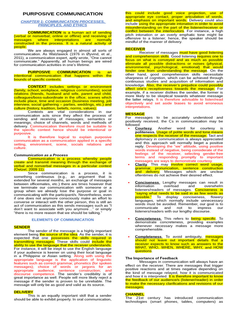 Purposive Communication Reviewer | PDF