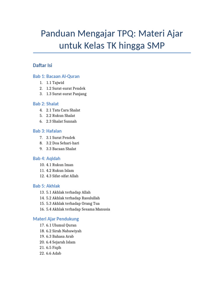 Panduan Mengajar TPQ | PDF
