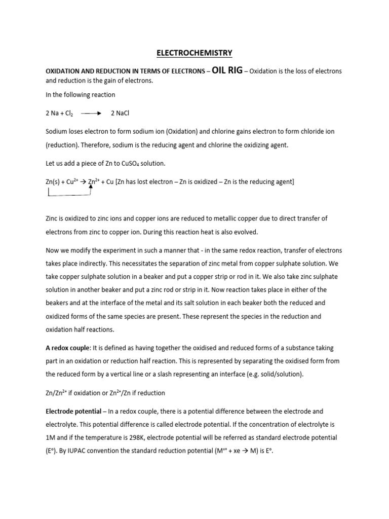 Electrochemistry Notes 2 | PDF