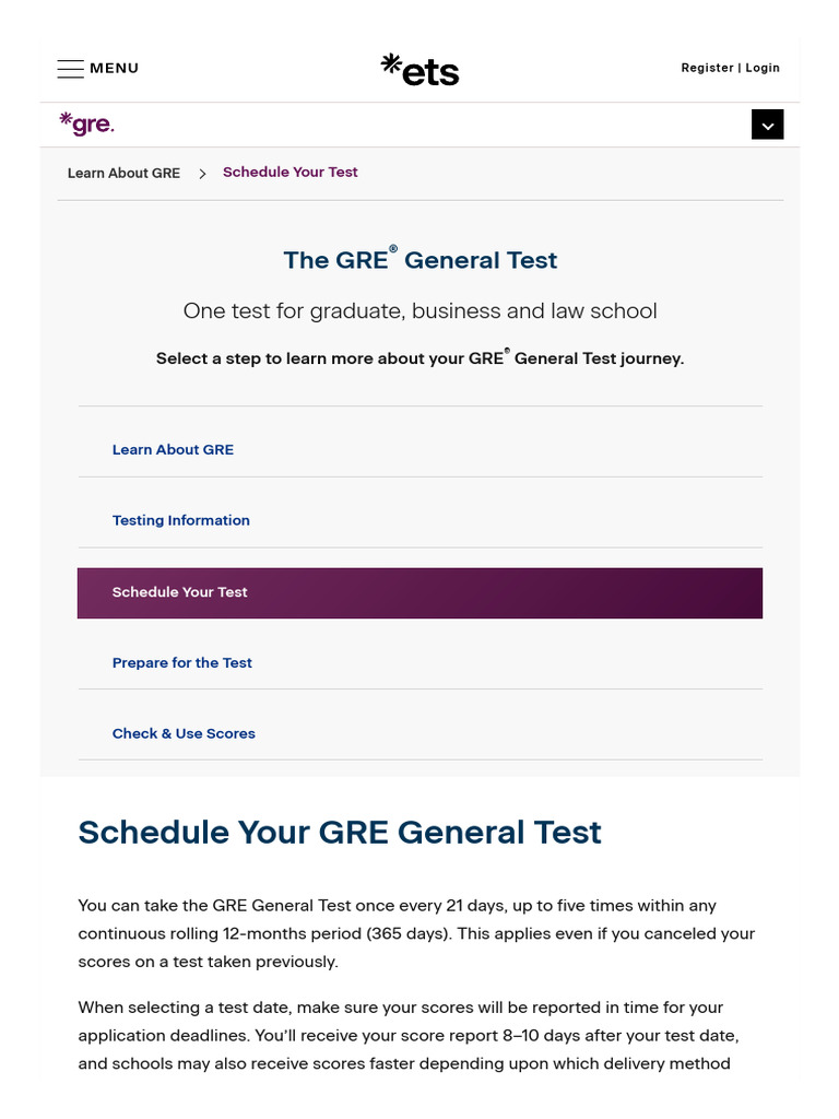 Schedule Your GRE General Test | PDF