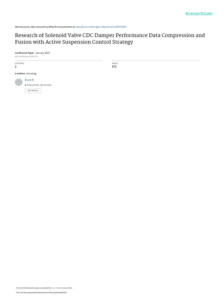 Research of Solenoid Valve CDC Damper Performance | PDF