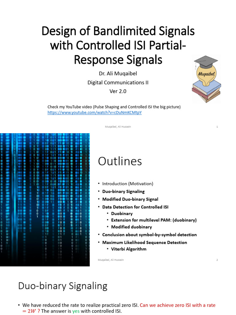 2 Controlled ISI Signal Design For Bandlimited Channels | PDF