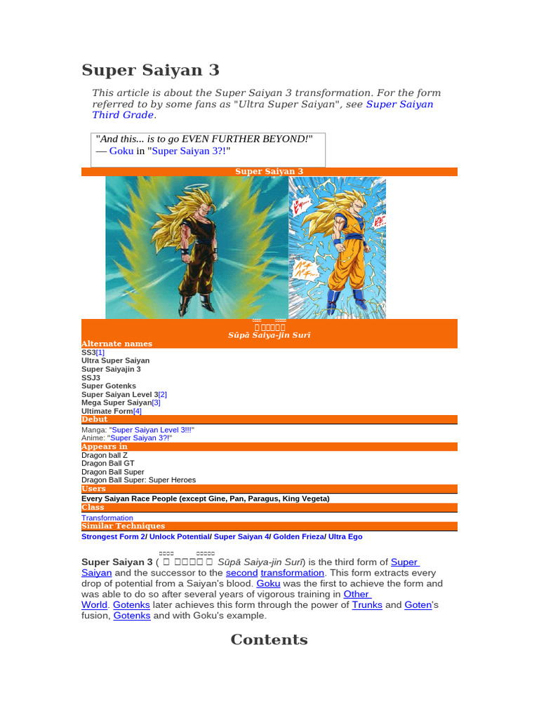 Super Saiyan 3 Goku | PDF