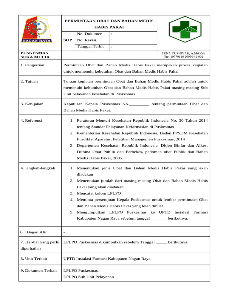 Sop Permintaan Obat Dan BMHP | PDF