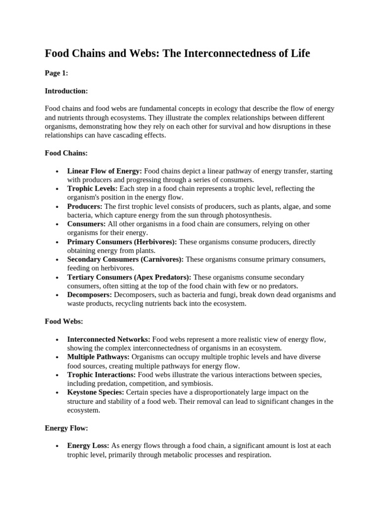 Food Chains and Webs notes | PDF