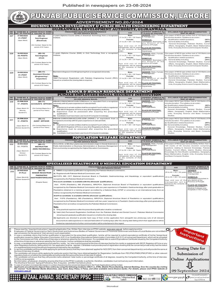 Advt No-20-2024 23-08-2024 X7 Version | PDF