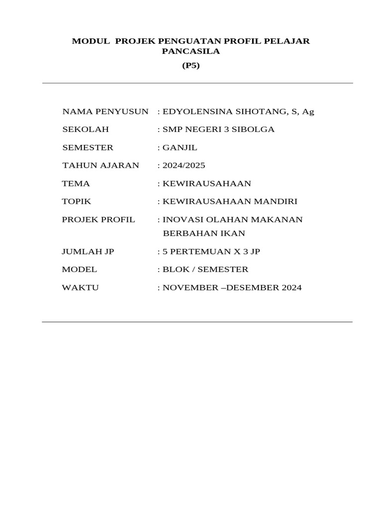 Modul Projek Penguatan Profil Pelajar Pancasila | PDF