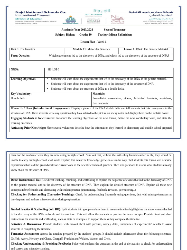 Module 11 - Lesson 1 - DNA The Genetic Material | PDF
