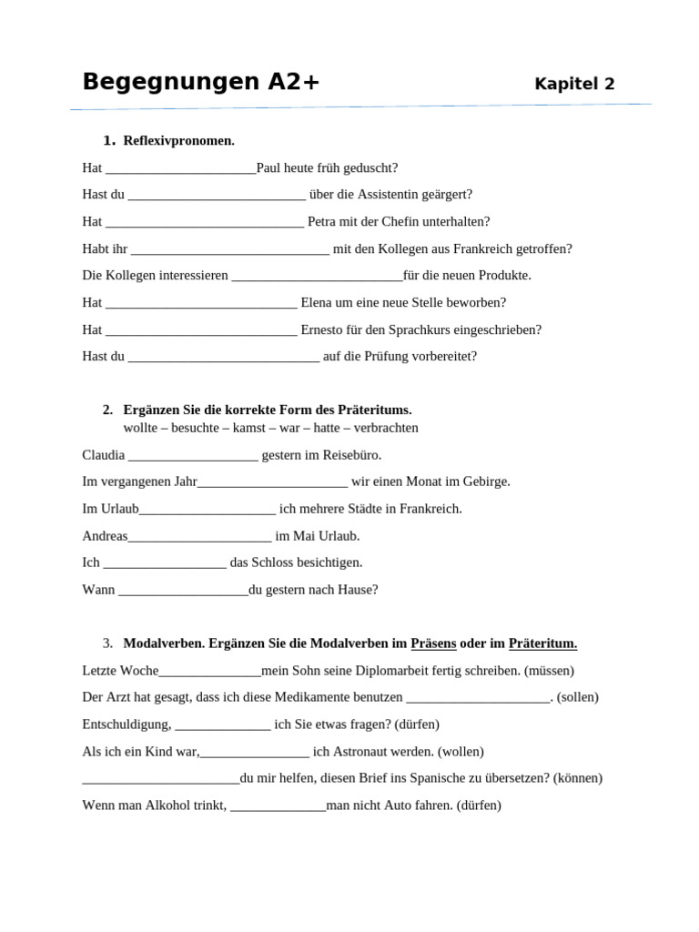 Kapitel 2 Test Begegnungen | PDF