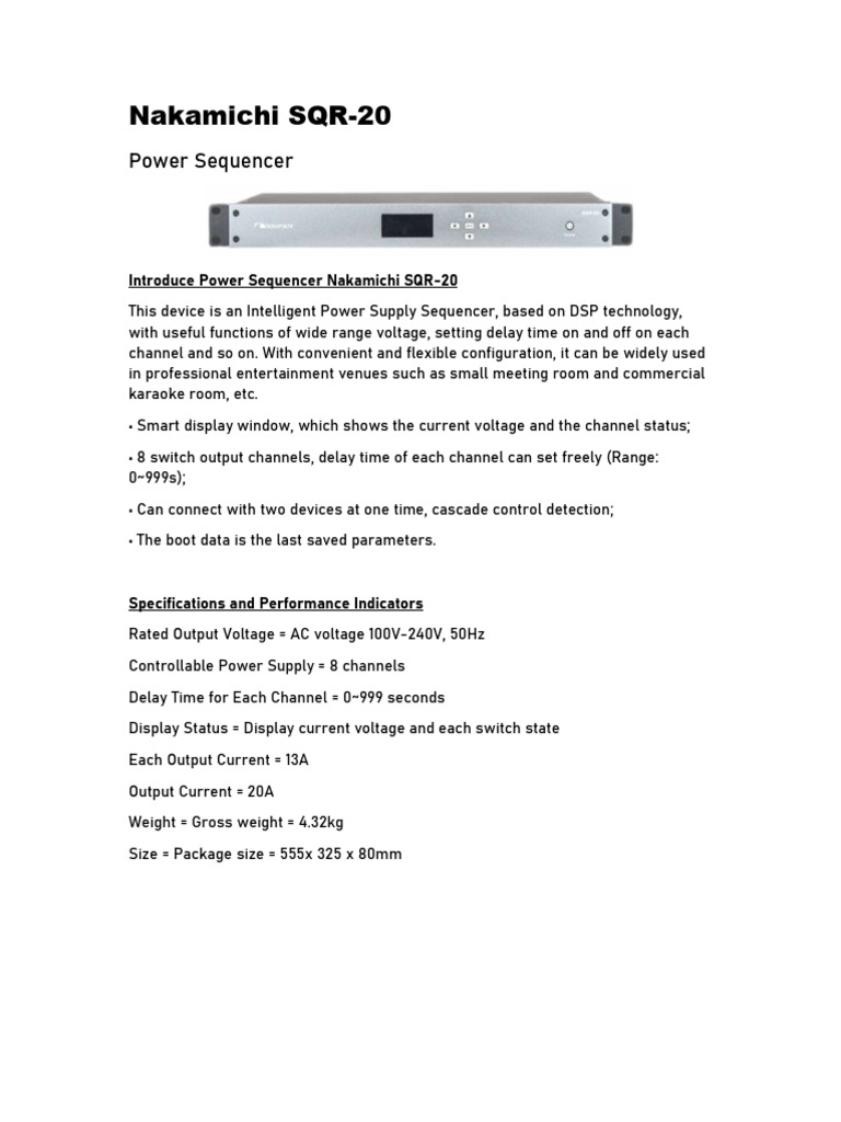 Brosur Nakamichi SQR-20 | PDF
