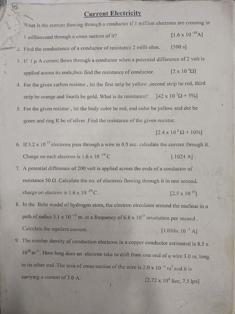 Current Electricity Assignment | PDF