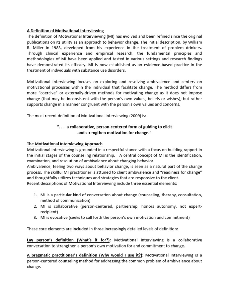Motivational Interviewing | PDF