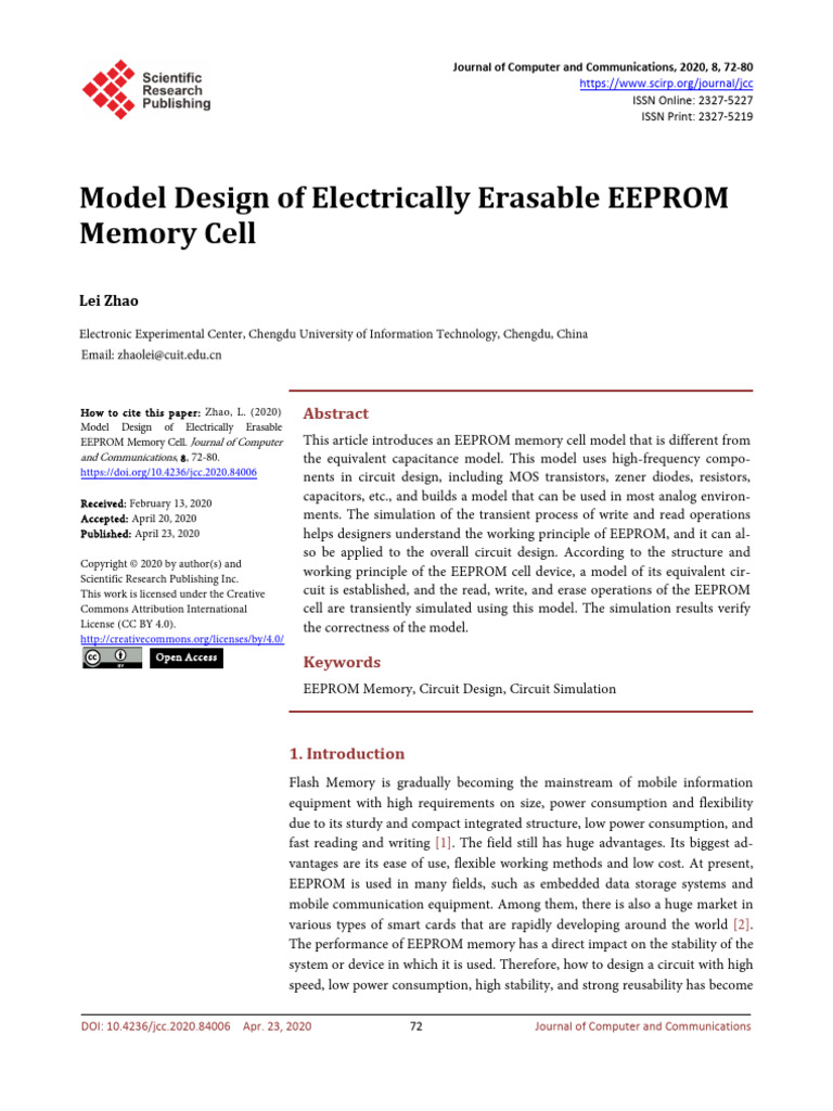 Model Design of Electrically Erasable EEPROM Memor | PDF