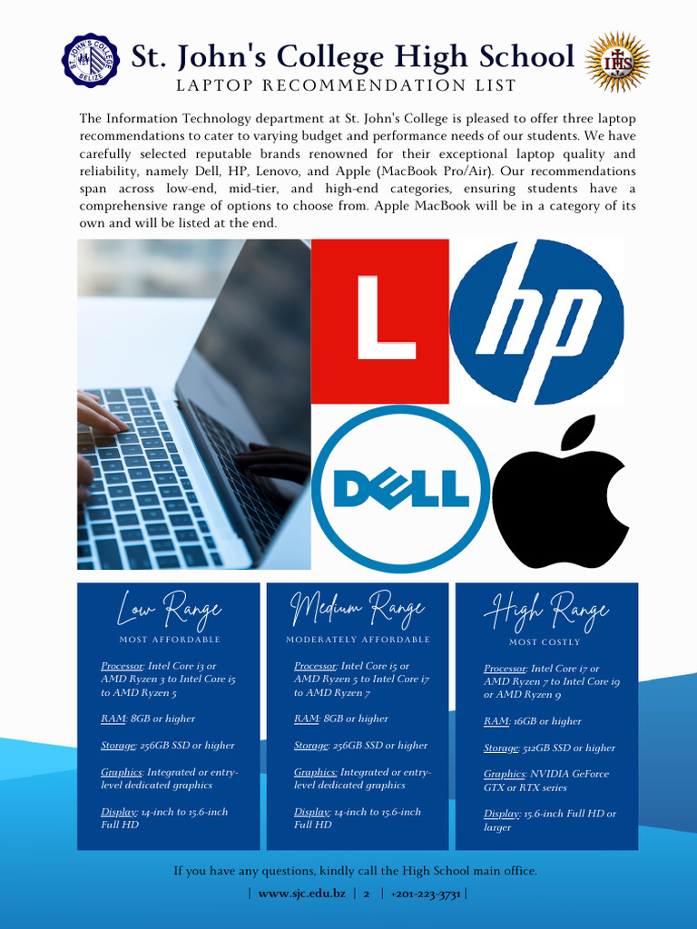 SJCHS Laptop Recommendations 2024-2025 | PDF | Intel | Computers