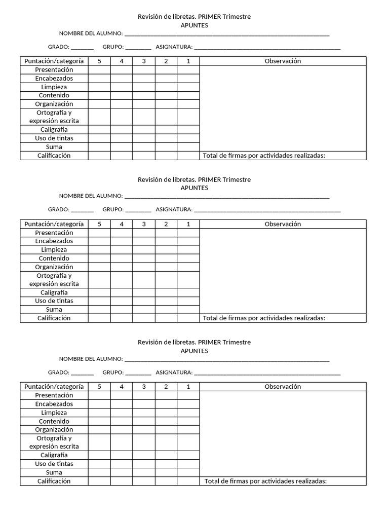 Revisión de Libretas | PDF