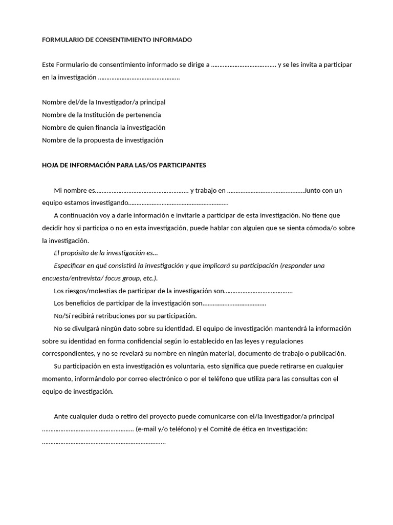 Modelo de CI y Hoja de Información | PDF