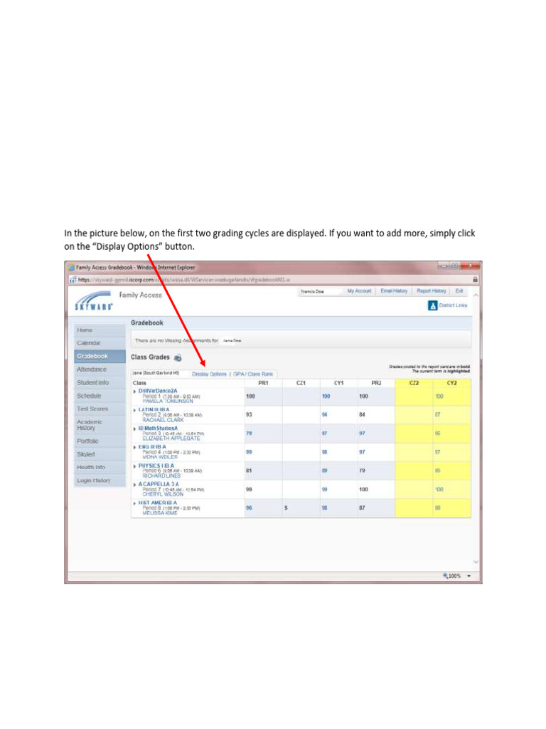 Skyward Help - Gradebook Information | PDF