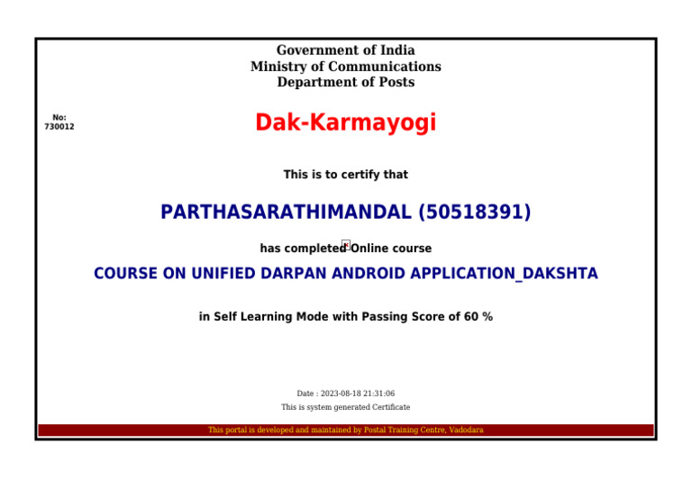Certificate Dakshata | PDF