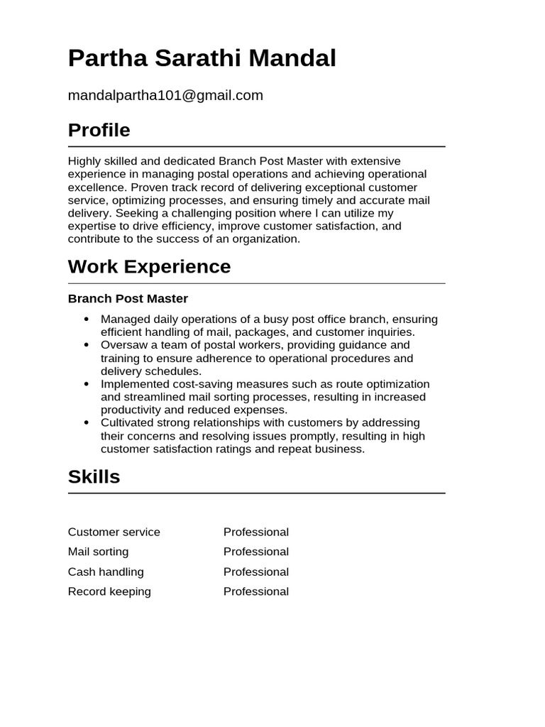 Partha Mandal Resume | PDF