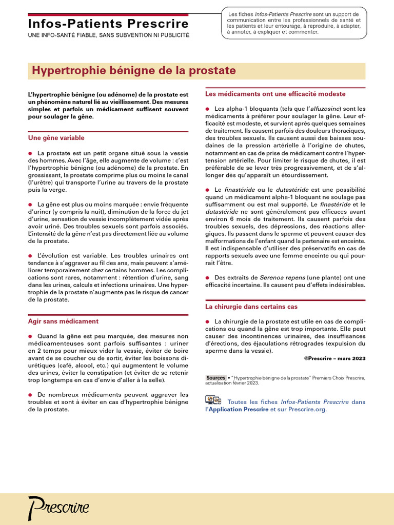 Hypertrophie Benigne de La Prostate | PDF