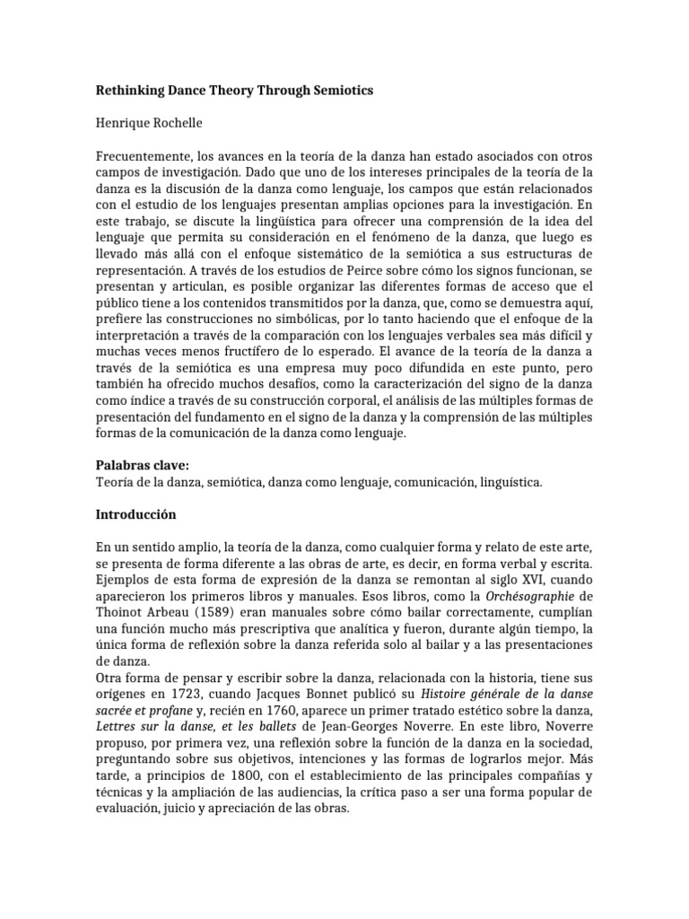 Dance Theory and Semiotics Analysis | PDF | Semiotics | Communication