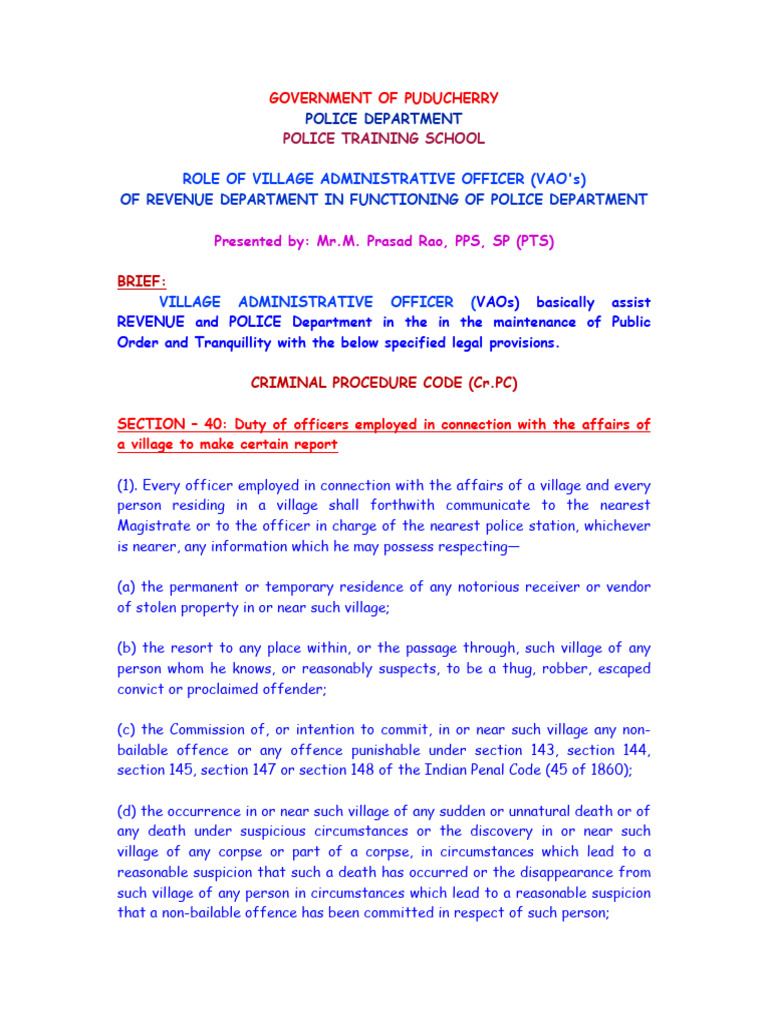 VAO's Role in Police Operations | PDF | Crimes | Crime & Violence